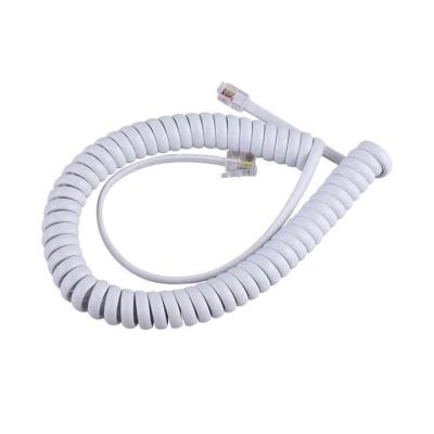 China 4P4C RJ9 RJ22 RJ11 Coiled Telephone Handset Cord 6 Ft Black Spiral Cable 4 Inch Lead Flat Black Handset Cord for Landline Copper for sale
