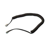China 4P4C RJ9 RJ22 RJ11 Coiled Telephone Handset Cord 6 Ft Black Spiral Cable 4 Inch Lead Flat Black Handset Cord for Landline Copper for sale