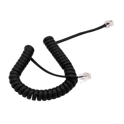 China 4P4C RJ9 RJ22 RJ11 Flat Coiled Cable Phone Cable Communication Spiral Telephone Handset Cord for sale