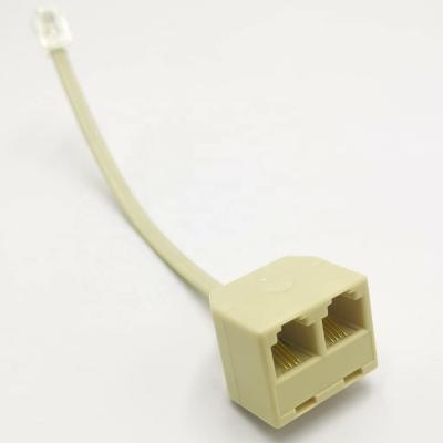 China RJ11 6P4C Male to Dual Female 6P4C Splitter Converter Cable Solid Copper Conductor RoHS/Reach Certified for sale