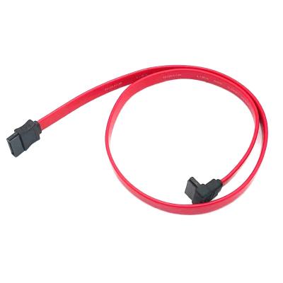 China Hongjixin HJX-H-3088 SATA III 6.0 Gbps 7pin Female Downward Right-Angle Flat Cable 0.35m PVC Foil for 2.5''/3.5'' SSD/HDD Red for sale