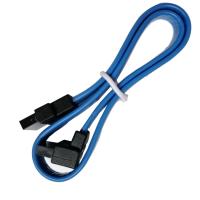 China HJX 30cm SATA3.0 7Pin Blue PVC Jacketed Non-Shielded Cable 180 to 90 Degree Data Transfer for Computer Hardware for sale
