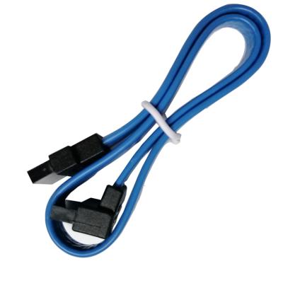 China HJX 30cm SATA3.0 7Pin Blue PVC Jacketed Non-Shielded Cable 180 to 90 Degree Data Transfer for Computer Hardware for sale