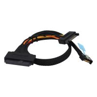 China Mini Cool Edge IO MCIO 4X to U.2 SFF-8639 PCIe Cable Silver-Plated Copper Conductor PVC Jacket RoHS Certified for Server SSD for sale
