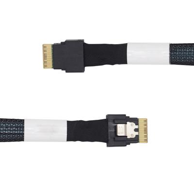 China Slim SAS 8654 4i to SFF-8654 4i MINI SAS Server Chassis Internal SAS4.0 Cable for sale
