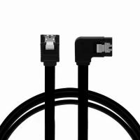 China Manufactory Custom 50cm 6Gbps SATA 3.0 Cable 7pin to 7pin Right Angle 90 Degree Black Red Color PVC Jacket for Computer Use for sale