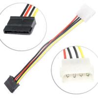 China 18AWG for SATA 15-Pin Male to Dual Molex 4-Pin Female Power Cable 20CM PC Hard Drive Adapter with Stock Status for sale