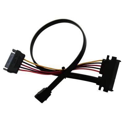 China HJX SATA22p-002 High-Speed 22-Pin Female to 15Pin Male Power Cable with 7+15P Braided Shielding RoHS Compliant in Stock for sale