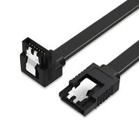 China Black SATA 3.0 7pin Cable Straight to 90 Degree Connector Female to Female Hard Disk 6Gpbs ATA Cable with Locking Latch for sale