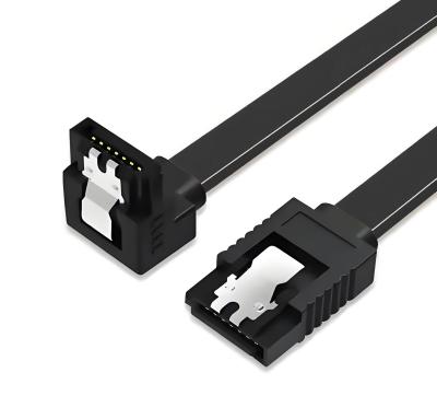China Black SATA 3.0 7pin Cable Straight to 90 Degree Connector Female to Female Hard Disk 6Gpbs ATA Cable with Locking Latch for sale