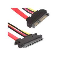 China HJX HJX-CS016 22 Pin (7+15) Serial ATA III 3.0 Male to Female Right-Angle Extension Cable Pure Copper Conductors 30cm Computer for sale