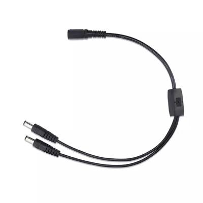 China 12v Dc Power Cable Connector 5.5*2.1 mm Plug Y Splitter 1 Female to 2 Male Dc Connector 5521 5525 with Cable for sale