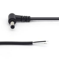 China UL2464 22AWG DC Plug Right Angle 5.5x2.1mm 12V PVC Jacket Open End Pig Tail 5521 DC Cable for Speaker Microphone Monitor for sale