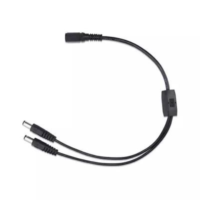 China DC 5521 5.5mm 2.1mm 2-in-1 DC Power Cord Y Splitter Cable Female to Male Jack Connect Earphone Use Plastic with PVC Jacket for sale