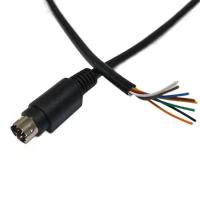 China RS232 Serials 8-Pin Mini Din Open End PVC-Jacketed Copper Bare Wire Pigtails Combination MIDI Cable for Monitor DVD Player for sale