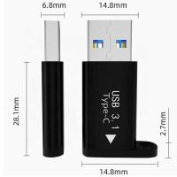 China Professional Brand New USB3.0 Male to Female USB-C Adapter Gold Plated Aluminum 3A Power Supply for Laptop AC Output for sale