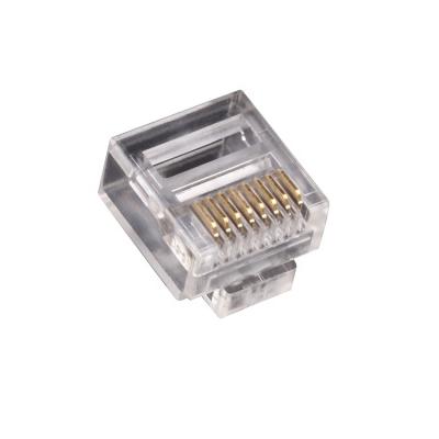 China Utp Cat5e 8p8c Modular Plug Gold Plated Rj45 Unshielded Connector for sale