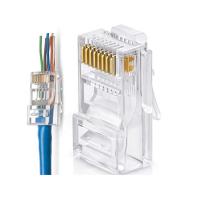 China High Quality HJX Transparent RJ45 Cat6 Crimp Connector UTP Network Unshielded Plug for Twisted Pair Solid Wire Standard Cables for sale