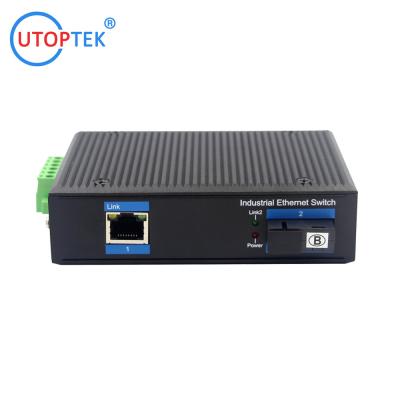 China 10/100M 1fiber+1RJ45 Single fiber SC 20km DIN rail unmanaged industrial media converter for sale