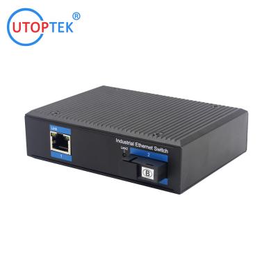 China UT11FP-SC20 unmanaged industrial 1x10/100Base-Tx POE+ 1x100M-Fx SC ethernet switch DIN Rail for sale