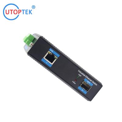 China UT11GP-SFP 10/100/1000M 1SFP+POE+ 30W unmanaged industrial media converter DIN Rail sfp switch converter for sale