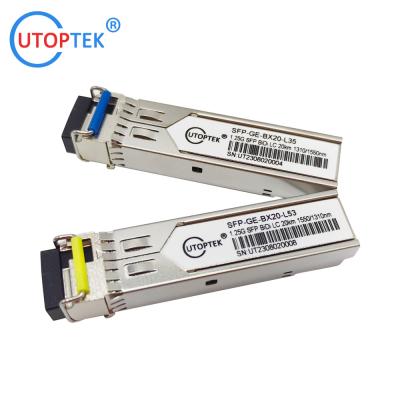 China 1.25G SFP SM BiDi LC 20km 1310/1550nm optical sfp transceiver module for cisco/huawei/HP/Aruba/Juniper/Mikrotik for sale