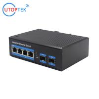 China industrial Unmanaged 4x10/100/1000Base-T to 2x1000M-Fx Ethernet switch DIN Rail DC12-52V -40~85degree for sale