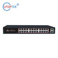 China Unmanaged 24x10/100/1000M POE+2 UPlink UTP IEEE802.3af/at 30W POE Etherent switch for CCTV Network system for sale
