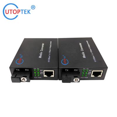China 10/100Mbps Fiber media converter 20km single SC 1310/1550nm fast Ethernet RJ45 to Fiber Media Converter for CCTV Network security for sale