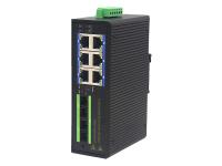 China unmanaged industrial Fiber switch 10/100M 2fiber+6RJ45 ethernet switch for outdoor use for sale