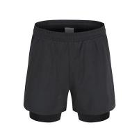 China Men's 2 Piece Athletic Running Shorts Elastic Waistband Polyester Spandex S-3XL Black for sale