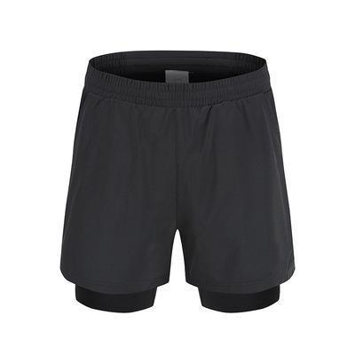 China Men's 2 Piece Athletic Running Shorts Elastic Waistband Polyester Spandex S-3XL Black for sale