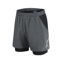 China Men's 2 Piece Athletic Running Shorts Elastic Waistband Polyester Spandex S-3XL Black for sale