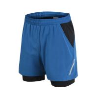 China Men's 2 Piece Athletic Running Shorts Elastic Waistband Polyester Spandex S-3XL Black for sale