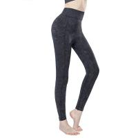 China Jacquard Artwork Seamless Yoga Leggings 260g Women High Waist Gym Tights Black Nylon Spandex for sale