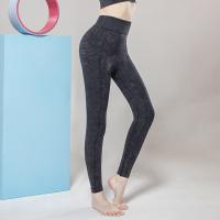 China Jacquard Artwork Seamless Yoga Leggings 260g Women High Waist Gym Tights Black Nylon Spandex for sale
