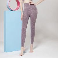 China Jacquard Artwork Seamless Yoga Leggings 260g Women High Waist Gym Tights Black Nylon Spandex for sale
