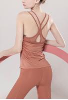 China Sexy Back Deep Neck Flatlock stitching Womens Yoga Tank Top BSCI certified for sale