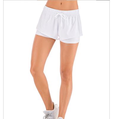 China OEM ODM White Women Running Shorts with Inner Lining 100D Polyester XS-5XL for sale