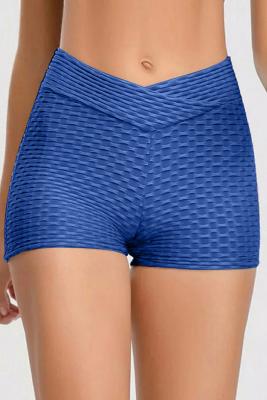 China Custom OEM Sexy Jacquard Women's Running Shorts Cross Waist Booty Shorts Polyester Spandex XS-5XL for sale