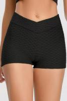China Custom OEM Sexy Jacquard Women's Running Shorts Cross Waist Booty Shorts Polyester Spandex XS-5XL for sale