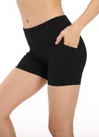 China BSCI 4 Inch High Waist Athletic Shorts 210g Nylon Spandex Women Workout Yoga Shorts for sale