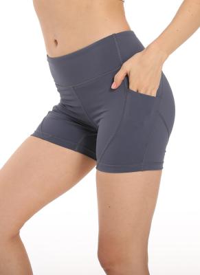 China BSCI 4 Inch High Waist Athletic Shorts 210g Nylon Spandex Women Workout Yoga Shorts for sale