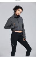 China Women Thumb Hole Sports Hoodie Zip Front Sweatshirt 210g Polyester Spandex for sale