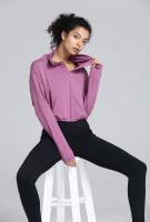 China Women Thumb Hole Sports Hoodie Zip Front Sweatshirt 210g Polyester Spandex for sale