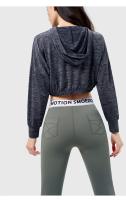China Custom OEM Women Cropped Pullover Hoodie 220g Polyester Spandex Long Sleeve Crop Top Sweatshirt for sale