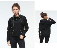 China Women's 250g Sports Hoodie 3/4 Zipper Up Collar Long Sleeve Cuff Design Black for sale