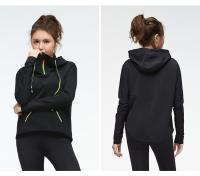 China Women's 250g Sports Hoodie 3/4 Zipper Up Collar Long Sleeve Cuff Design Black for sale
