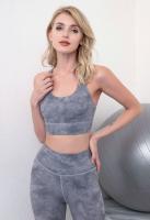 China Smoky Gray Double Layer Sports Bra 210g Full Figure Fitness Wear OEM Custom Size XS-5XL for sale