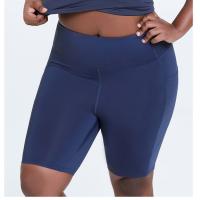 China Custom Logo Women Plus Size High Waist Yoga Shorts 280g Nylon Spandex for sale